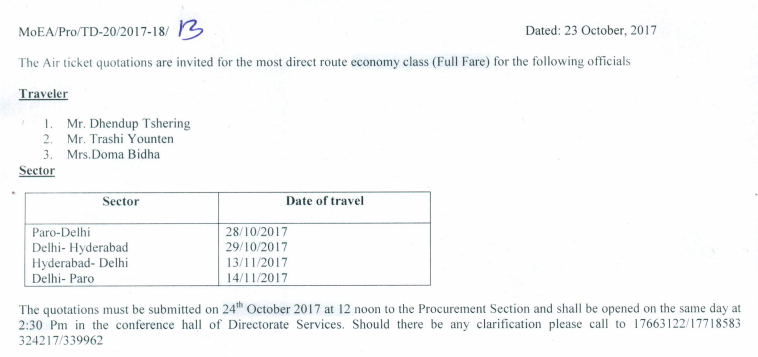 Air Ticket Quotation