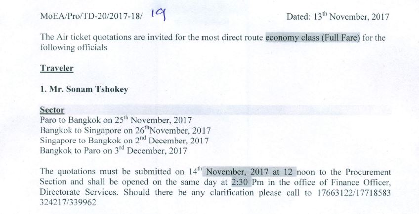 Air Ticket Quotation