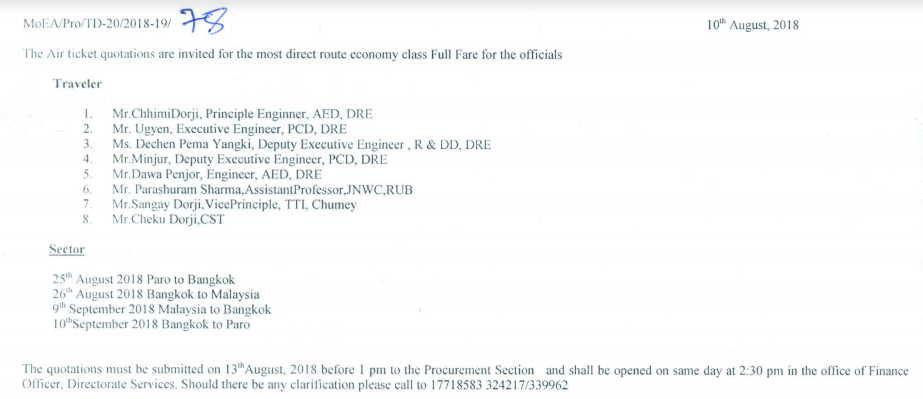 Air Ticket Quotation