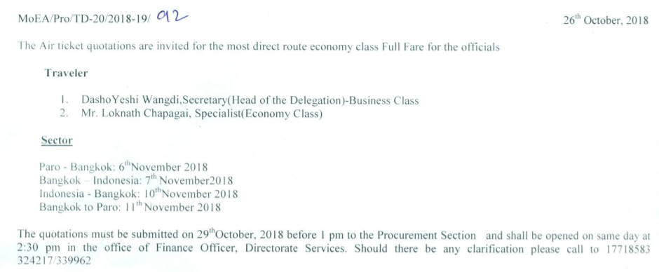 Air Ticket Quotation