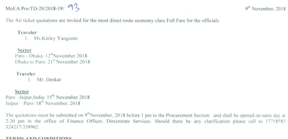 Air Ticket Quotation