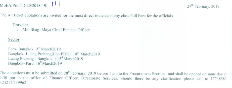 Air Ticket Quotation