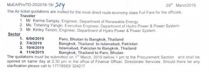 Air Ticket Quotation