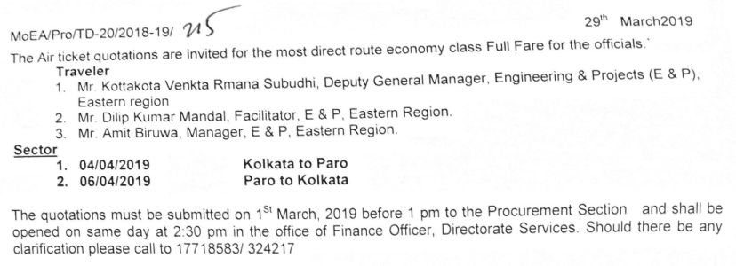 Air Ticket Quotation