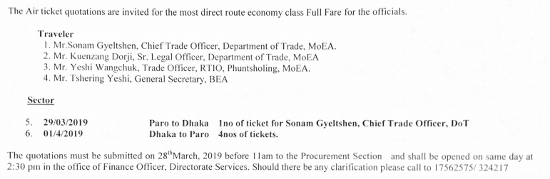 Air Ticket Quotation