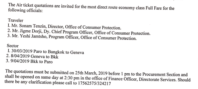 Air Ticket Quotation