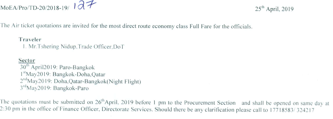 Air Ticket Quotation