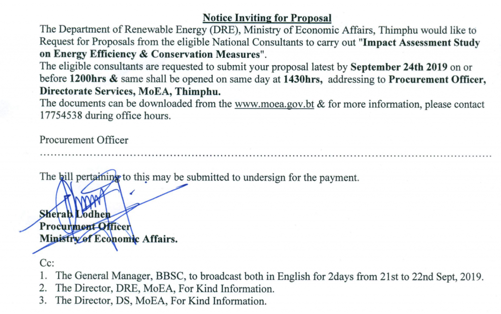 Notice Inviting for Proposal