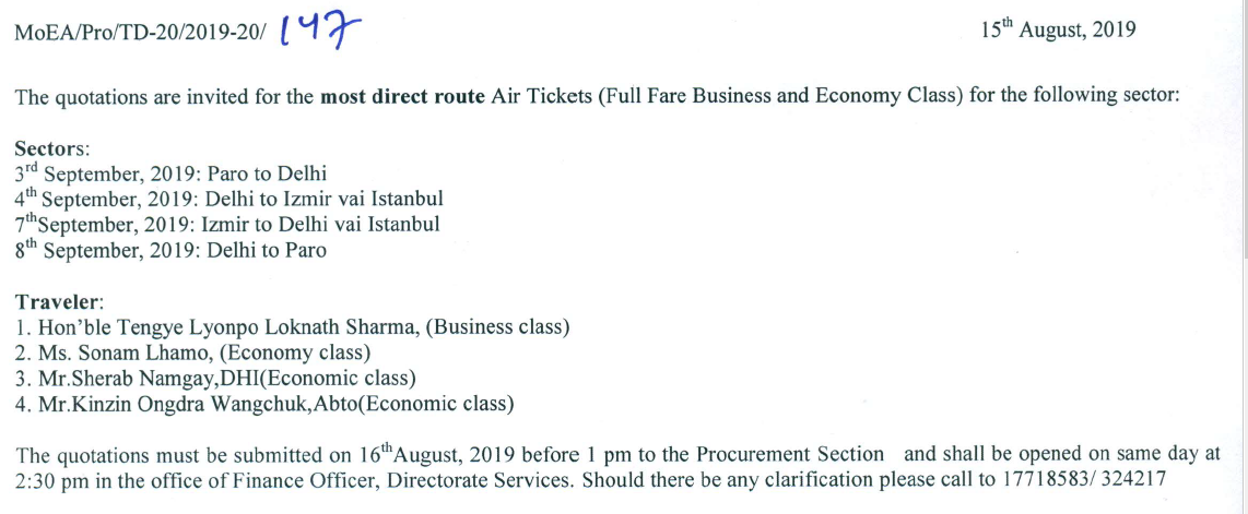 Air Ticket Quotation