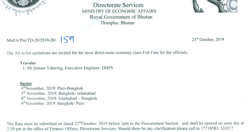 Air Ticket Quotation