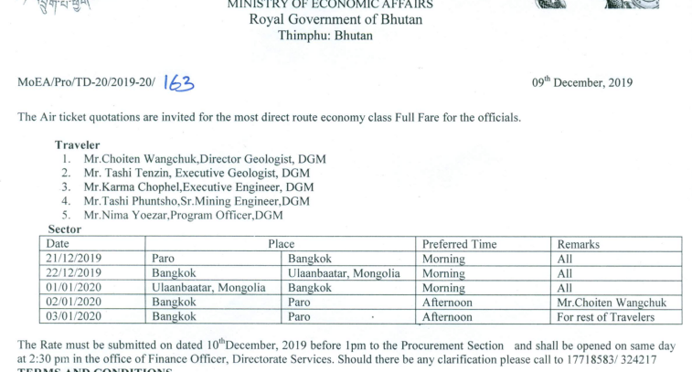 Air Ticket Quotation