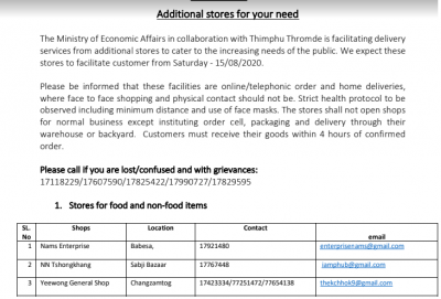 Additional stores for your need