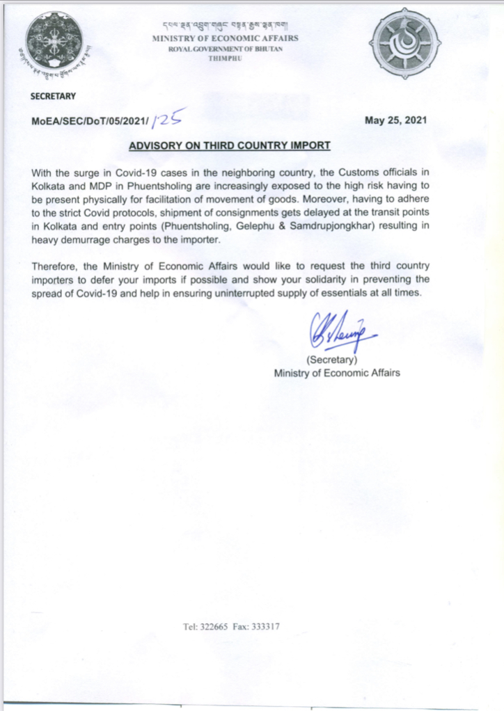 Advisory on Third Country Import