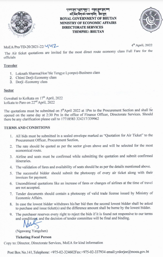 Air Ticket Quotation