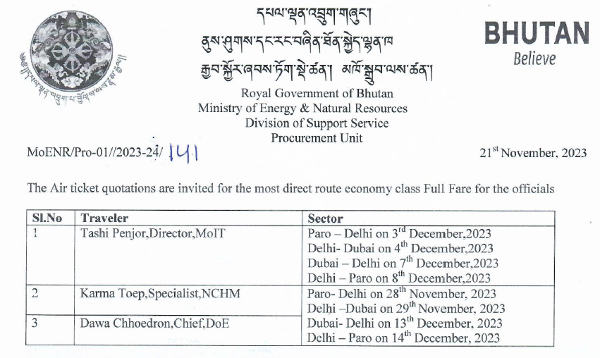 Air Ticket Quotation