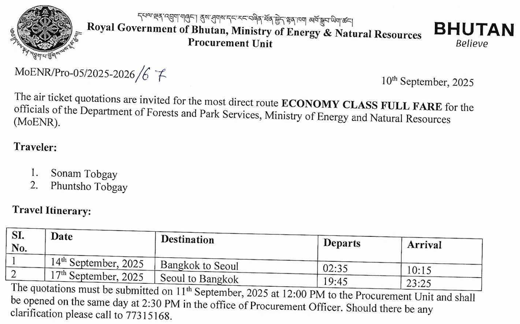 Air Ticket Quotation